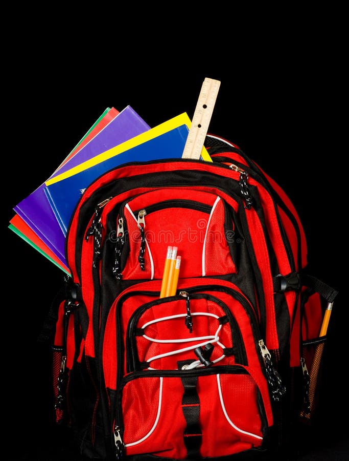 Backpack with supplies stock image. Image of full, overflowing - 3057055