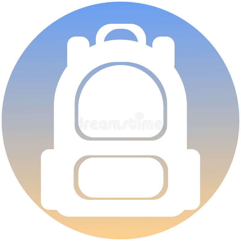 Backpack Symbol of a Set. White Backpack Icon, on Gradient Button. Use ...