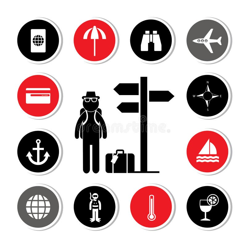 Backpack Traveler Vector Icon Set Stock Vector - Illustration of ...