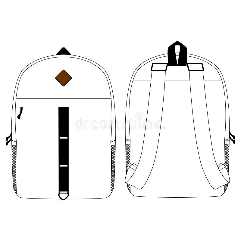 Backpack Vector Illustration Flat Sketches Template Outline Stock ...