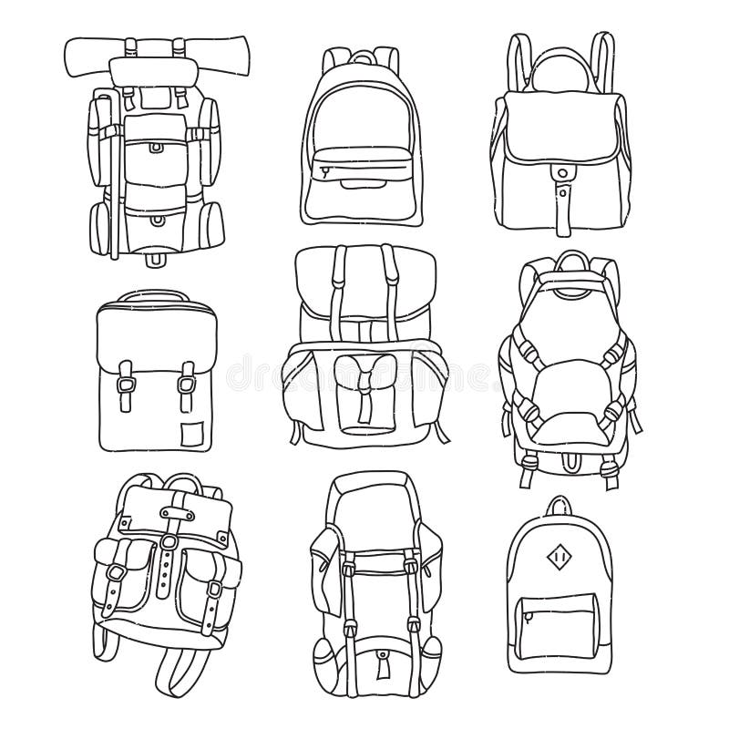 Backpack Vintage Label Outline Stock Vector - Illustration of stamp ...