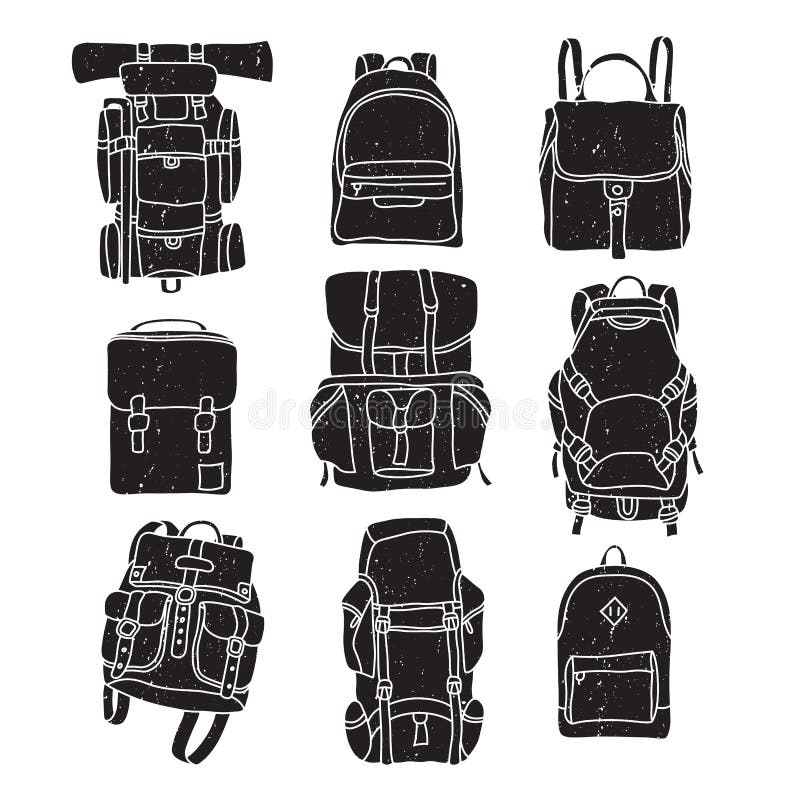 Backpack Vintage Labels stock vector. Illustration of outdoor - 56158461