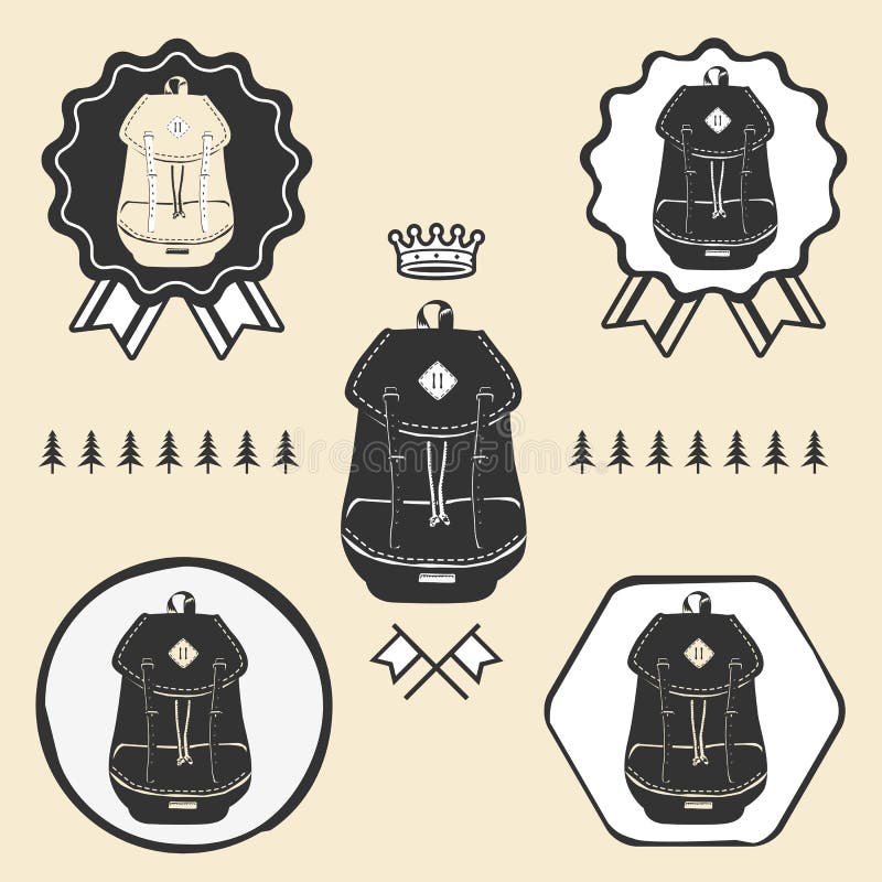 Backpack Vintage Rucksack Outdoor Symbol Emblem Stock Vector ...
