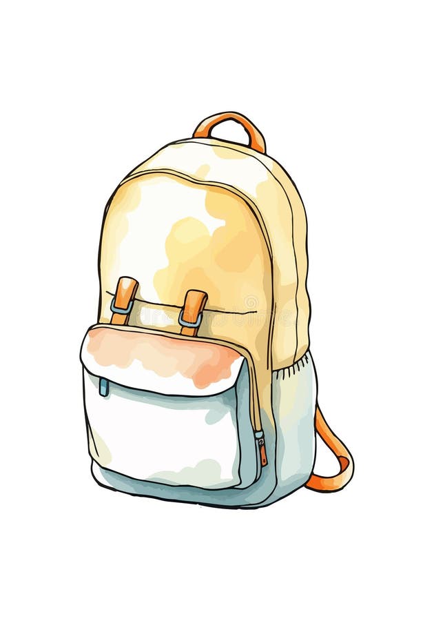 Backpack Watercolor Vector Illustration. Stock Vector - Illustration of ...