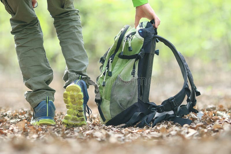 Backpack in the woods stock image. Image of back, indian - 62336519