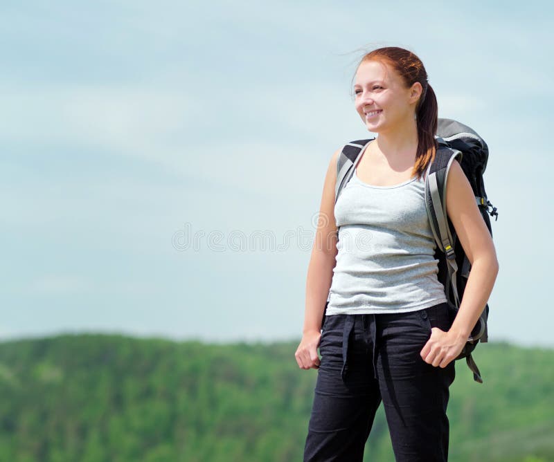 Backpacker stock photo. Image of footpath, female, outdoor - 26521668