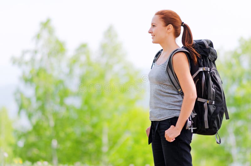 Backpacker stock photo. Image of footpath, female, outdoor - 26521668