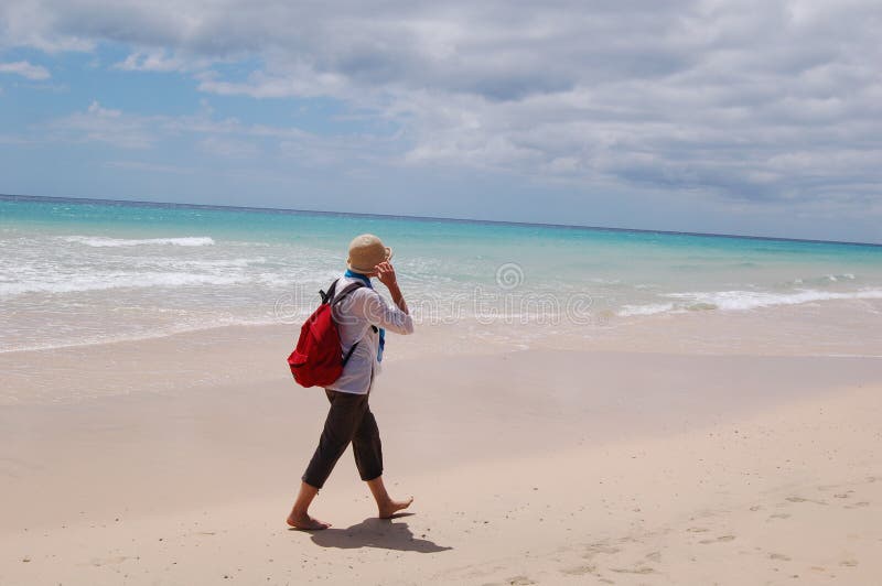 Backpacker beach walk stock image. Image of resort, vacations - 796845
