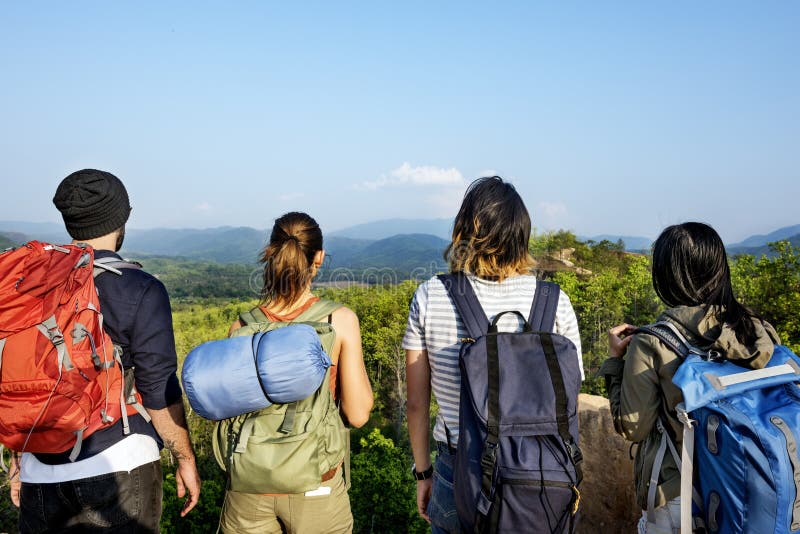 Backpacker Camping Hiking Journey Travel Trek Concept Stock Image ...