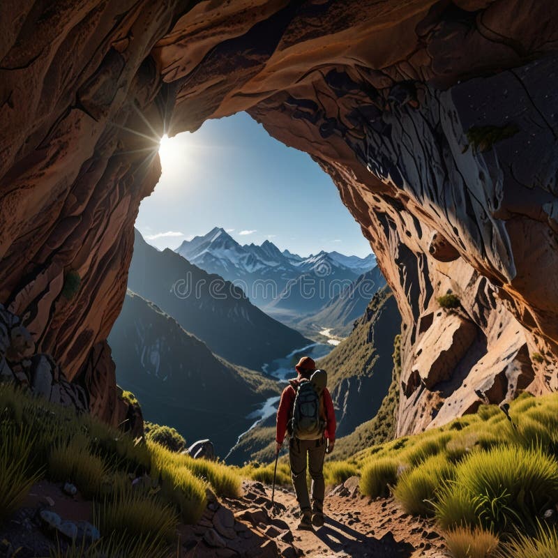 A Backpacker Exploring a Remote, Scenic Landscape with Expansive Views ...