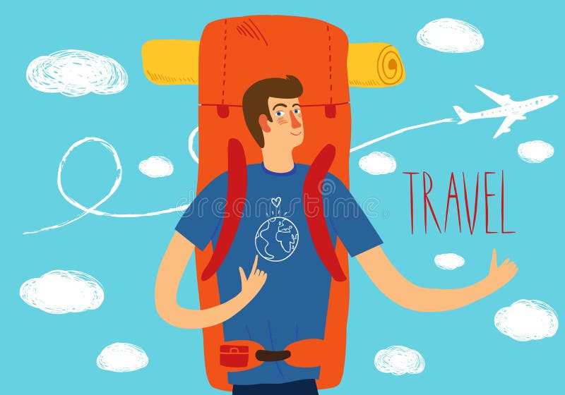 Backpacker illustration stock illustration. Illustration of boot - 51394203