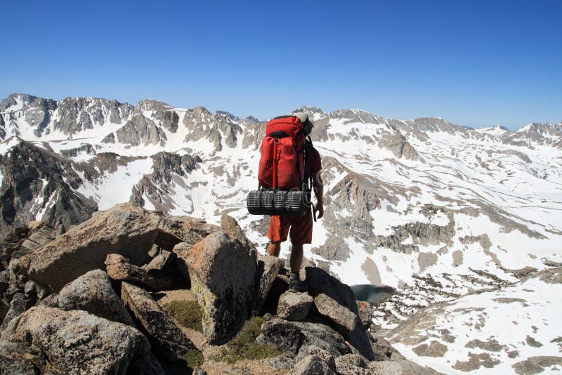 Backpacker on mountain stock photo. Image of sierra, natural - 20151890