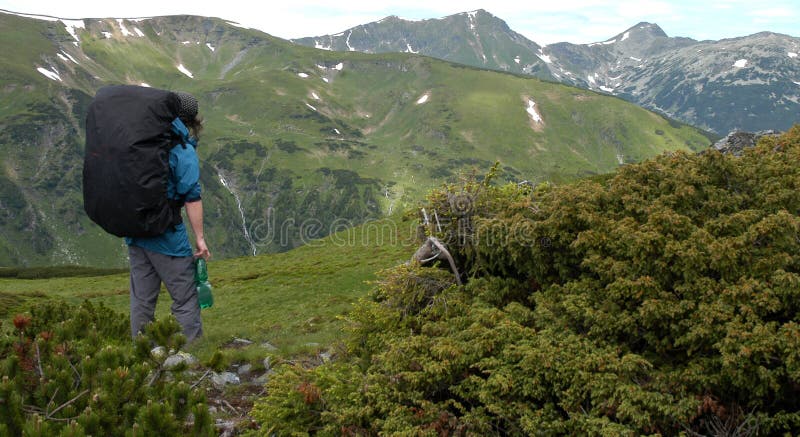 Backpacker in Mountains stock image. Image of journey - 1816459