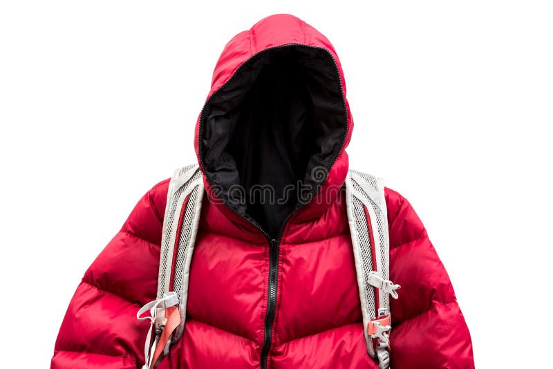 Backpacker Wearing Down Jacket Stock Photo - Image of studio ...
