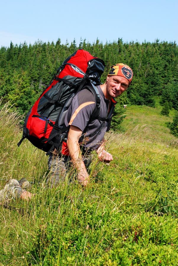 Backpackers stock photo. Image of caucasian, grass, meadow - 21585616