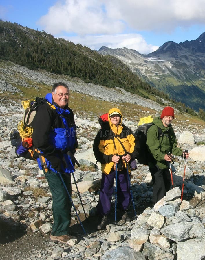 Backpackers on an Alpine Trail Stock Image - Image of parks, outdoors ...