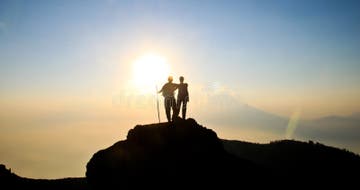 Backpackers Sunset stock photo. Image of hiking, indonesia - 32990196
