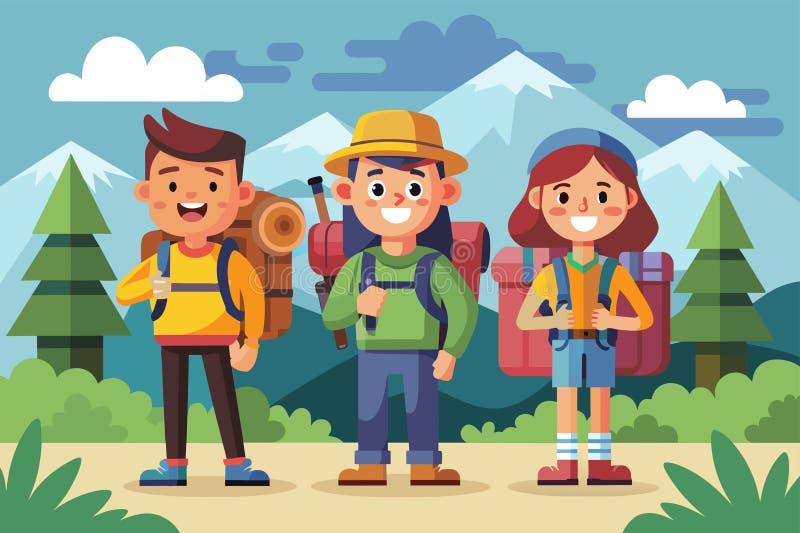 Backpackers Traversing the Mountainous Terrain Together, Backpackers ...