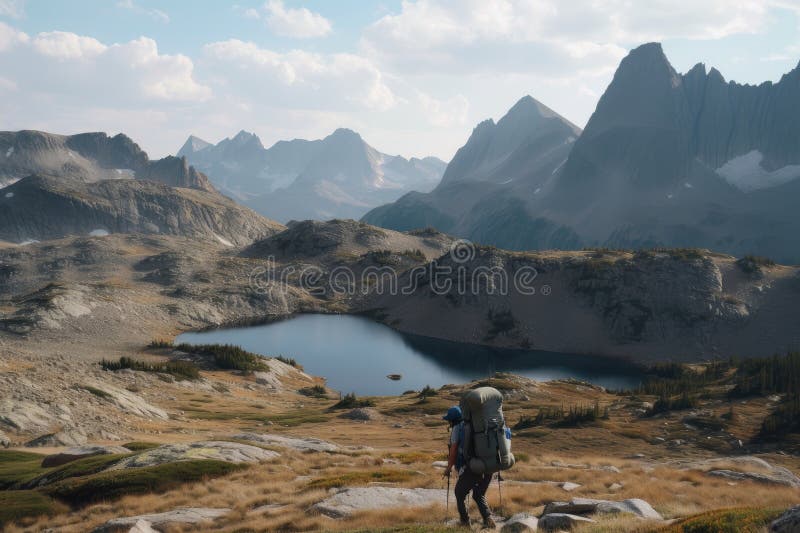 Backpacking Trip through Mountains, with Stunning Views of the Terrain ...