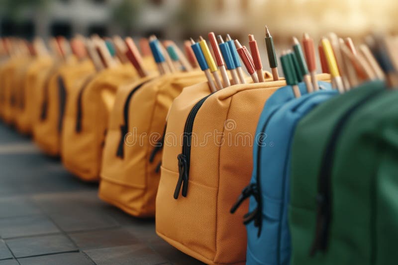 Backpacks Filled with Pens, Pencils, and School Supplies for a ...