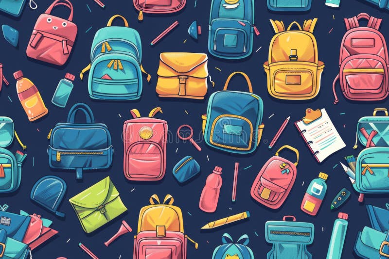 Backpacks and School Supplies. Back To School Stock Illustration ...
