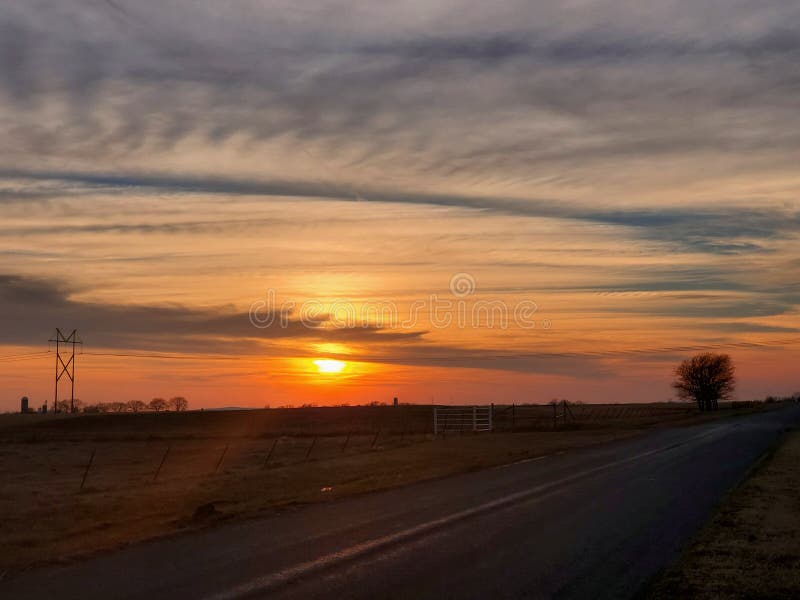Backroad sunsets Oklahoma stock photo. Image of sunset - 223898552