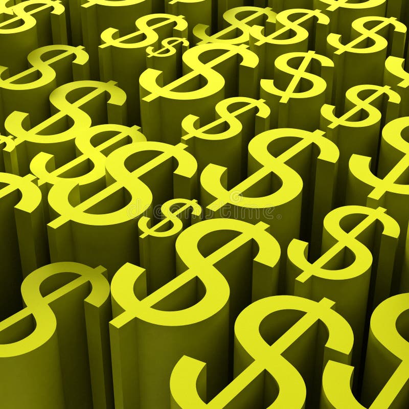 Backround of Gold Dollars Currency Symbol Stock Illustration ...