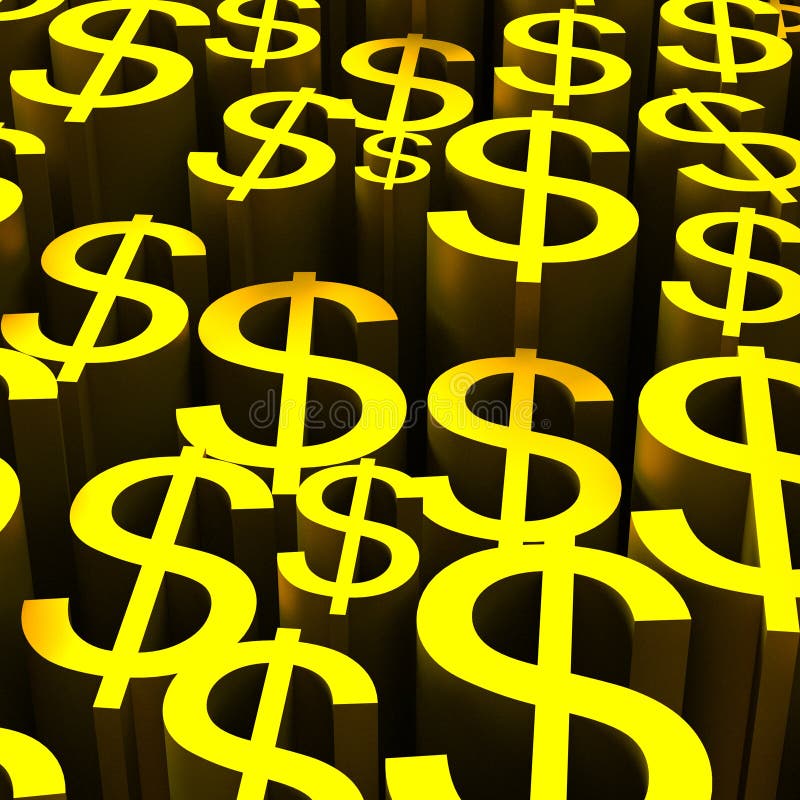 Backround of Gold Dollars Currency Symbol Stock Illustration ...