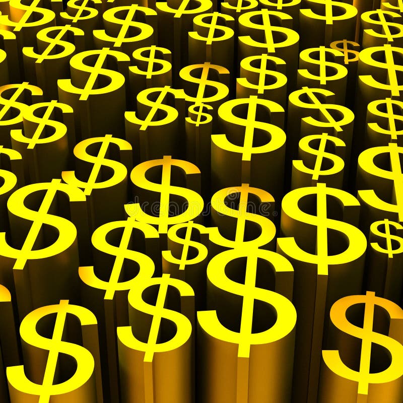 Backround of Gold Dollars Currency Symbol Stock Illustration ...