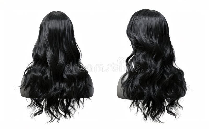 Backside of Black Polystyrene Mannequin Head with Long Hair Stock ...