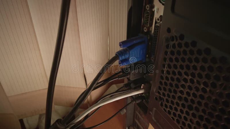 Backside of a Computer with Cables. Hidden Side of a Computer with ...