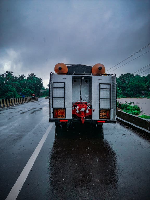 Backside of fire ingine stock image. Image of tree, track - 189954373