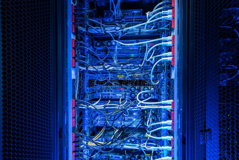 Server Rack With Servers And Cables. Server Racks, Server Room Stock ...