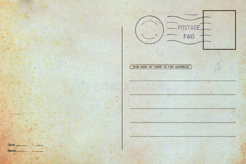 Backside of old postcard stock photo. Image of faded - 271210670
