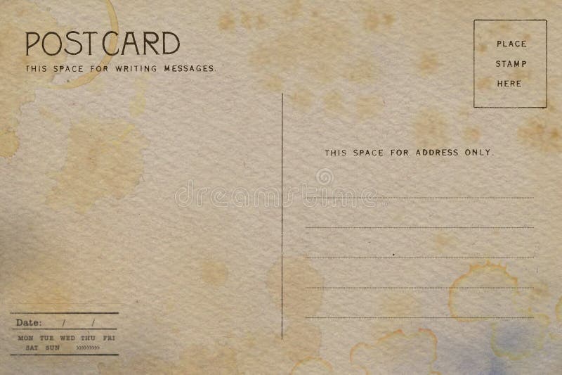 Backside of Postcard with Stain Stock Illustration - Illustration of ...