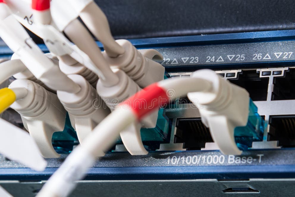Ethernet Cables Connected To Server Switch Stock Photo - Image of ...