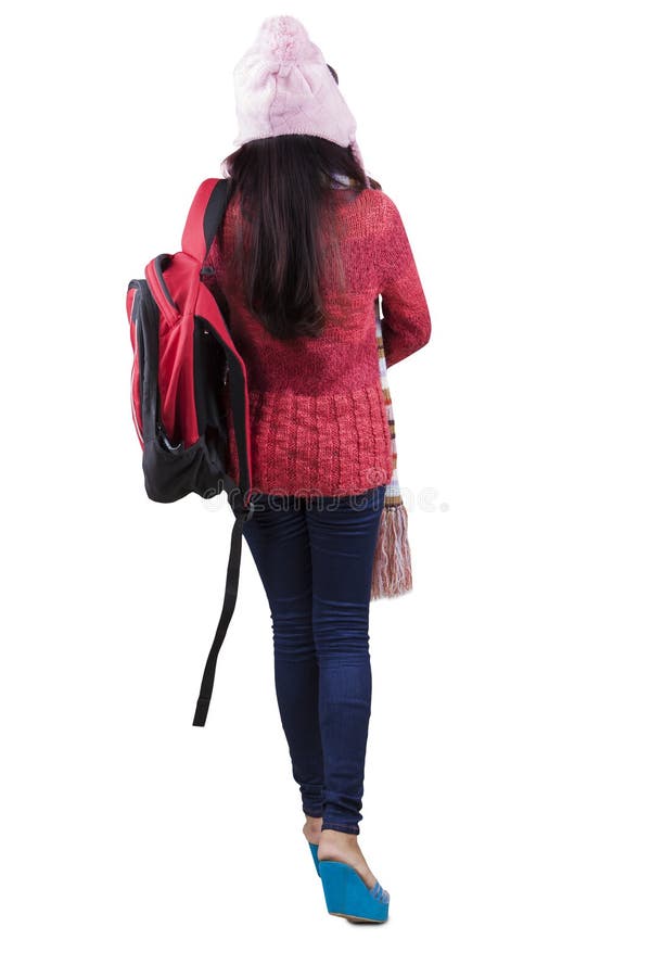 Backside of Student in Winter Clothes Stock Image - Image of school ...