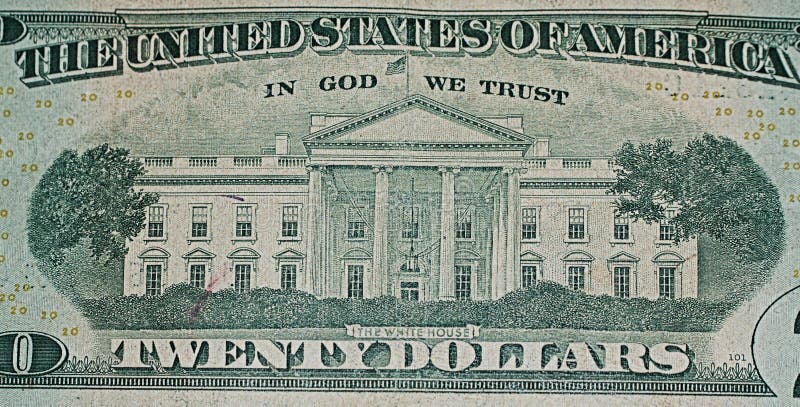 Backside of Twenty Dollar Bill. Stock Image - Image of bills, amount ...