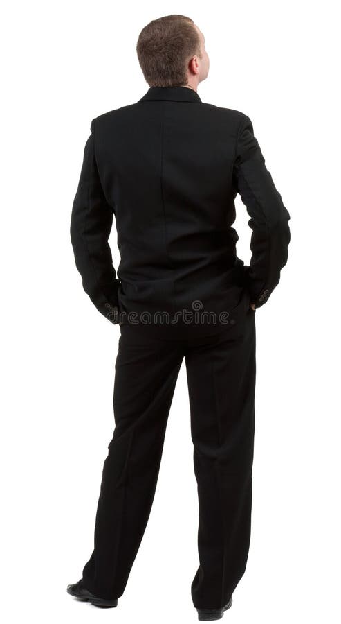 Backside View of Person. Back View. Businessman Looks Ahead Stock Image ...