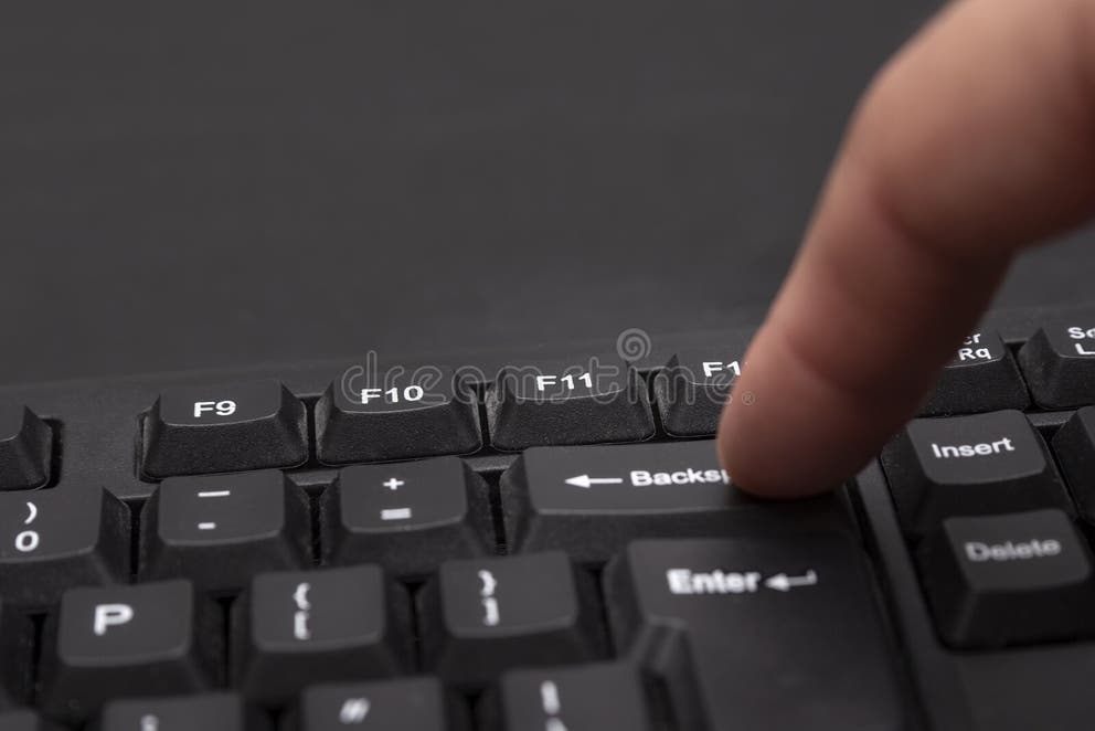 Backspace Button on Computer Keyboard. Finger Presses a Key Backspace ...