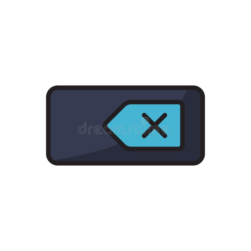 Backspace Key Vector Icon Symbol Keyboard Isolated on White Background ...