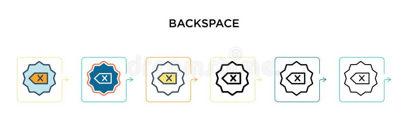 Backspace Vector Icon in 6 Different Modern Styles. Black, Two Colored ...