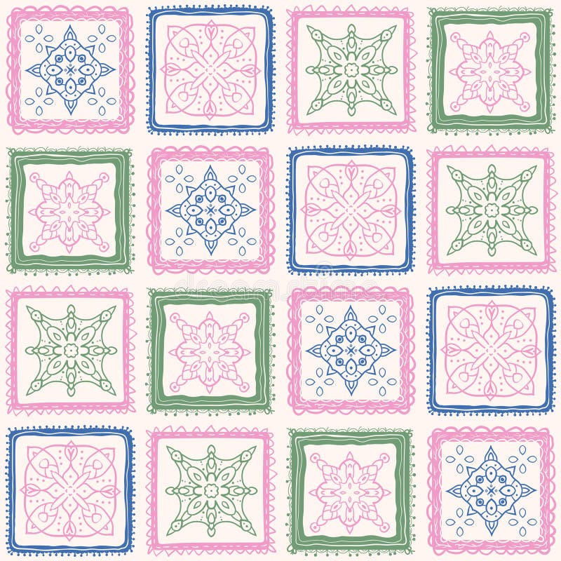Backsplash Preppy Seamless Pattern with Abstract Ornament. Geometric ...