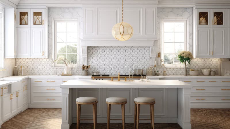 Backsplash White Kitchen Tile Stock Illustration - Illustration of ...