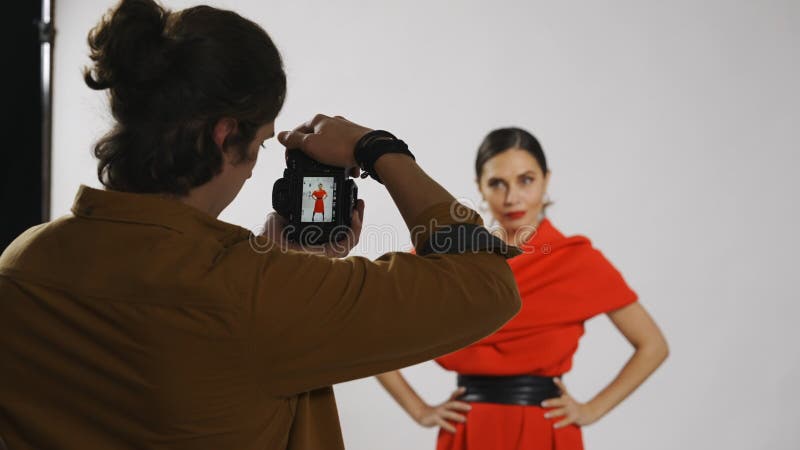 Backstage of Model and Professional Team in the Studio. Close Up of ...