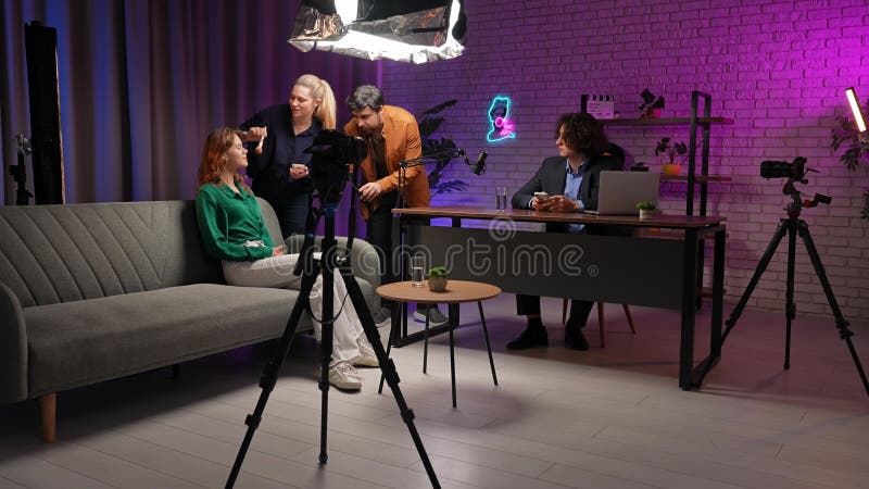 Backstage. Podcast Interview Discussing Innovative Ideas in a Cozy ...