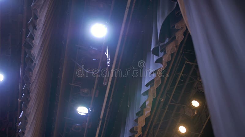 Backstage Scenes with Lights Slow Move Stock Photo - Image of industry ...