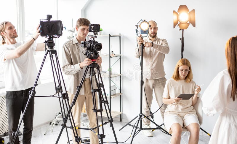 Backstage Studio Team Work Preparing Interview Stock Photo - Image of ...