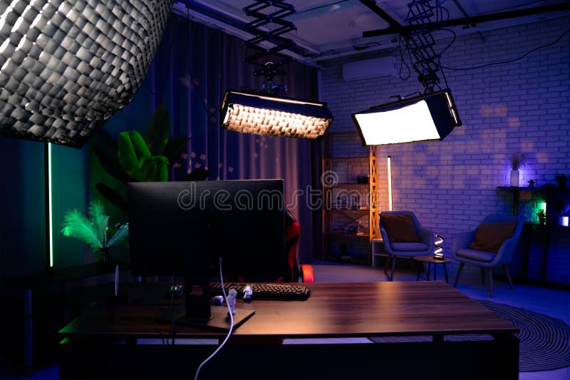 Sophisticated Home Studio Setup Professional Lighting Decor Stock ...