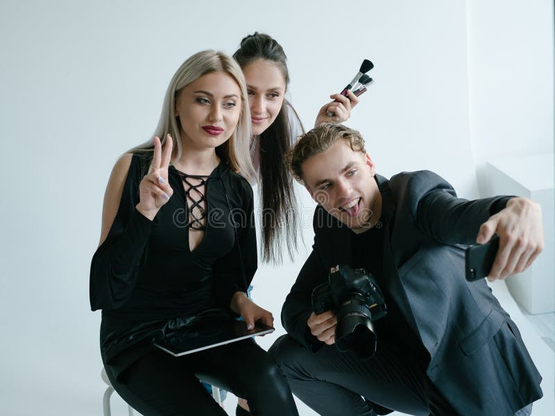 Backstage Teamwork Group Selfie Lifestyle Concept Stock Photo - Image ...